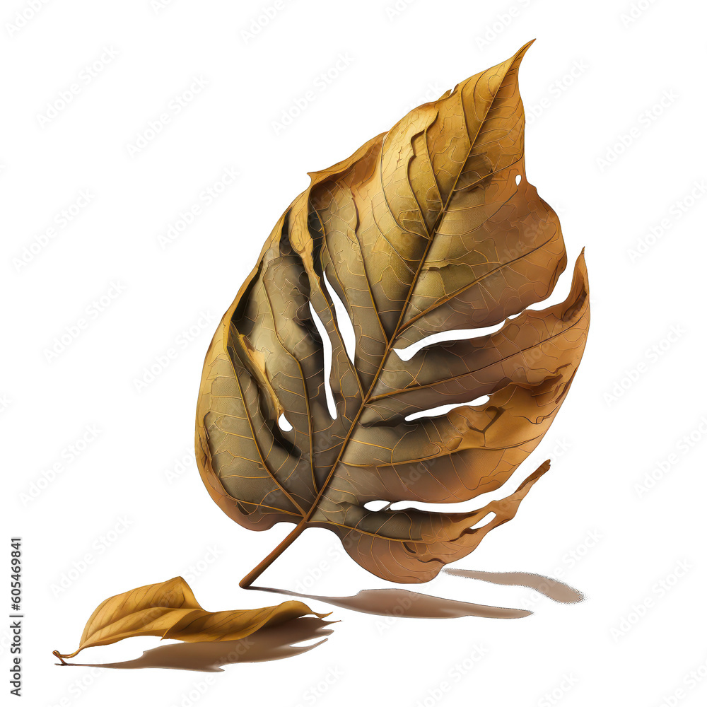 Dried leave 3d illustration art on transparent background. Generative ...