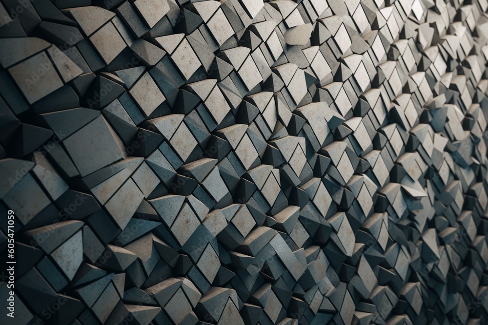 Diamond-shaped mosaic tiles polished to a semigloss shine in a 3D ...