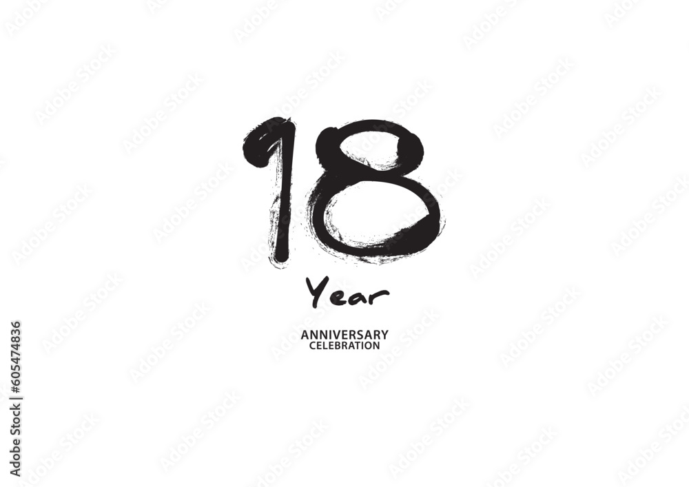 18 year anniversary celebration logotype on white background for poster ...