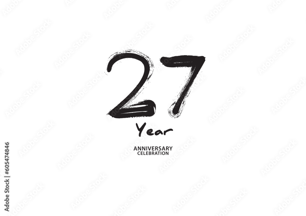 27 year anniversary celebration logotype on white background for poster ...