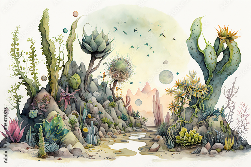 Strange new worlds alien landscapes, beautiful watercolour artwork ...