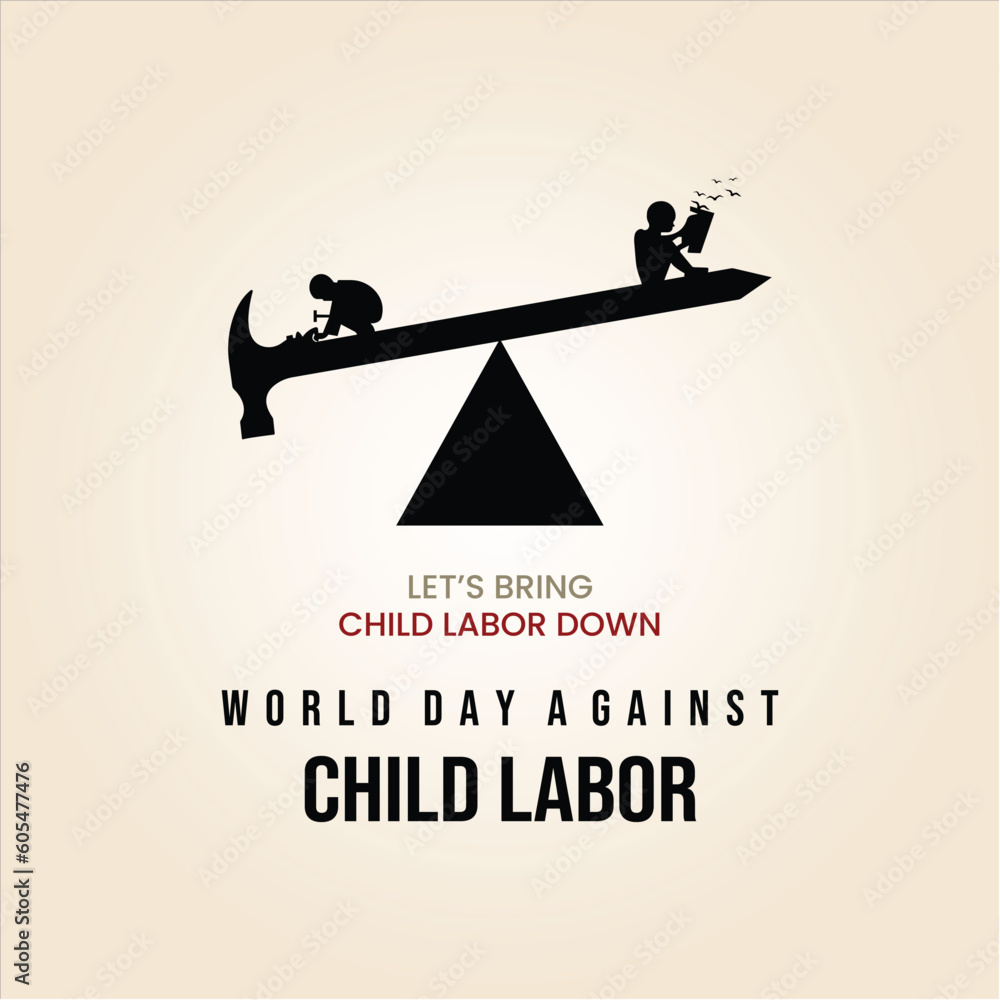 World Day against child labor background, Flat style vector ...