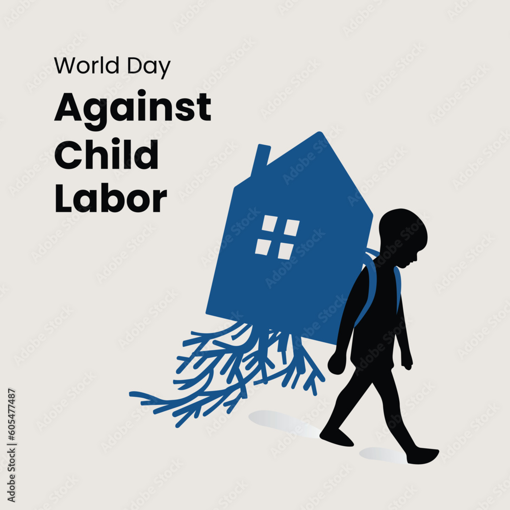 World Day against child labor background, Flat style vector ...