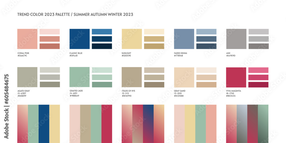 Vetor de New fashion color and gradients trend 2023. Color palette ...