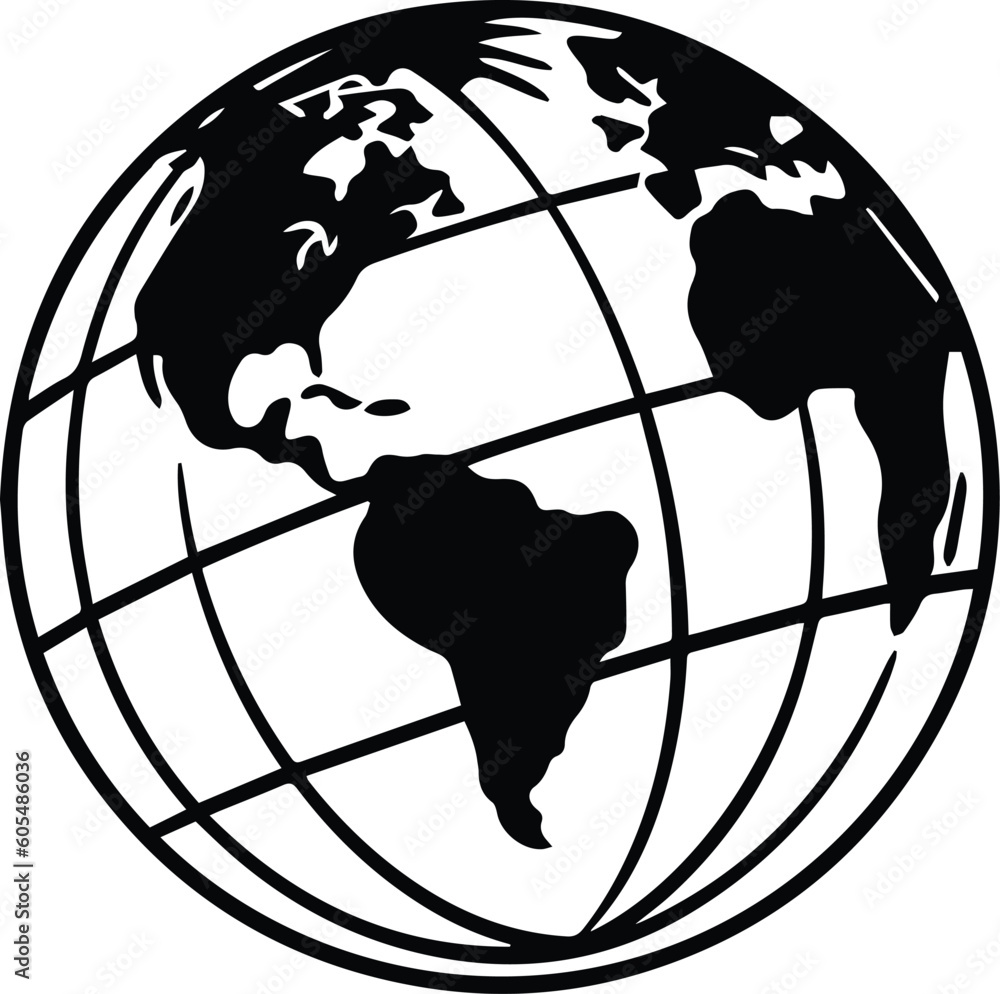 World Globe Logo Monochrome Design Style Stock Vector Adobe Stock