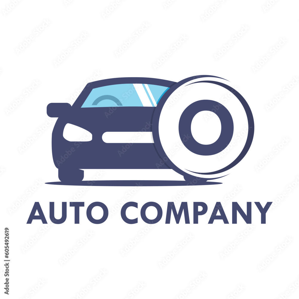 Letter o with car template illustration. Fonts for event, promo, logo ...