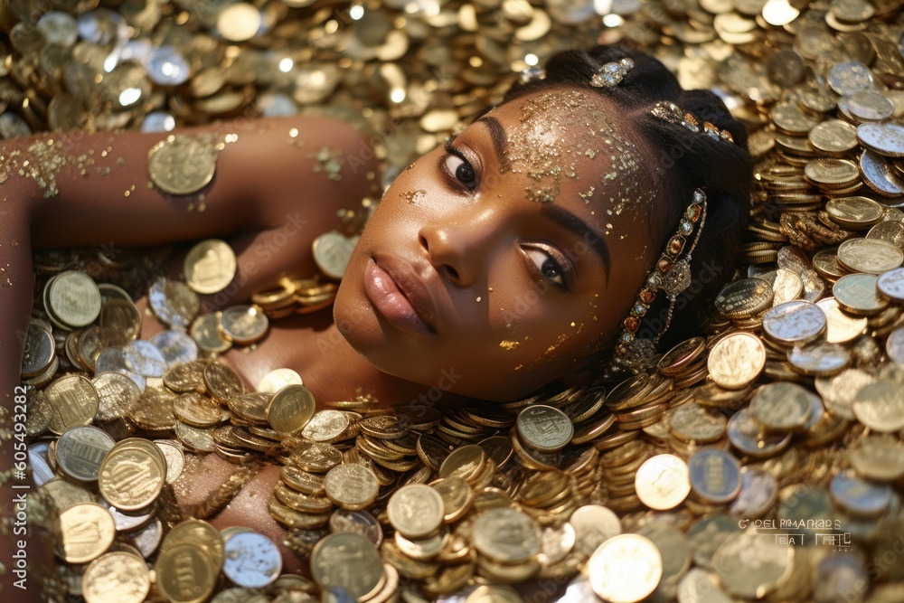 Golden Goddess: Dive into Opulence with a Sexy Girl, Money, and Gold ...