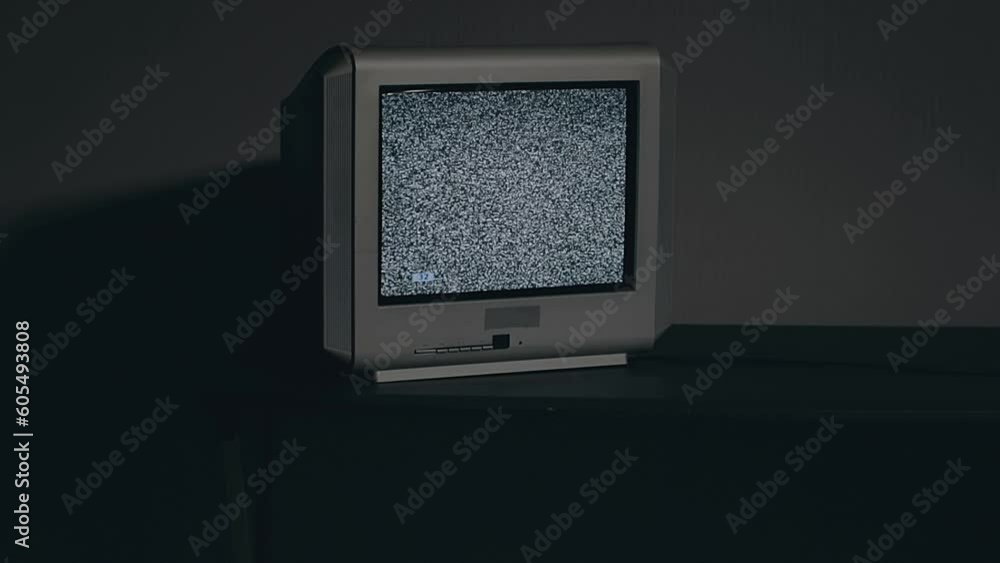 Broken Television - Old Silver TV on Black Table in Dark Room. Search ...