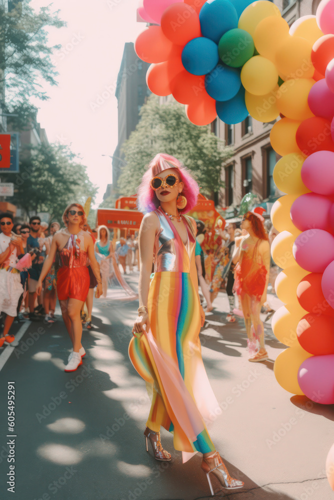 lgbtq+ community during pride parade celebrating pride month with ...