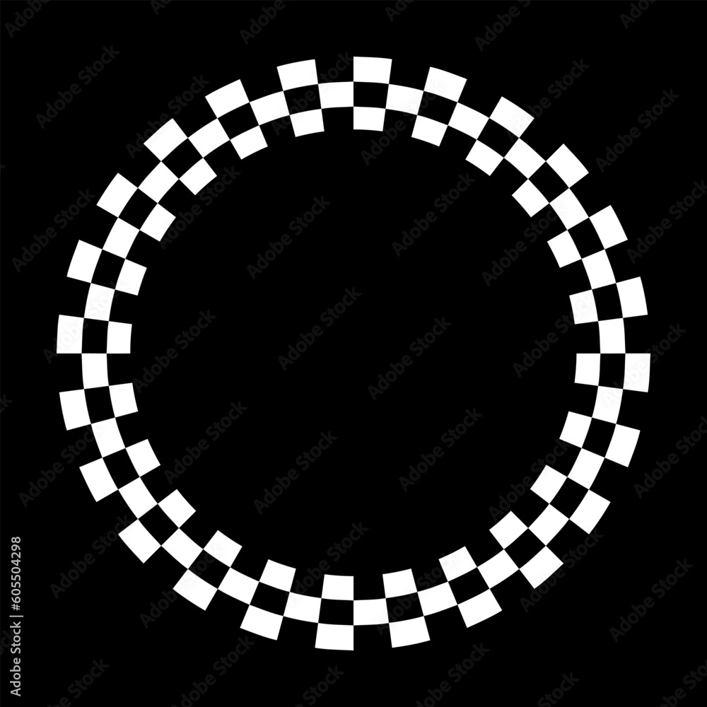 Circle checkerboard race frame, spiral design border pattern, copy ...