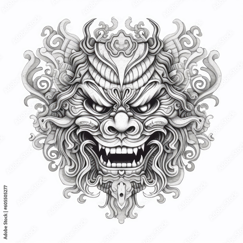 Fu Dog Head Tattoo Designs