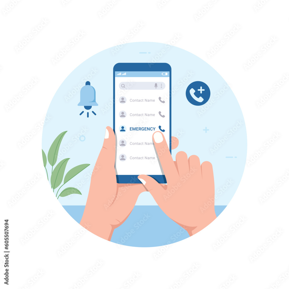 Saving emergency contact numbers. Flood safety tips vector illustration ...