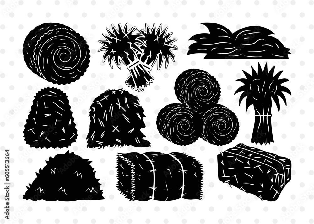 Hay SVG Cut Files | Hay Silhouette | Haystack Svg | Farm Svg | Bale Hay ...