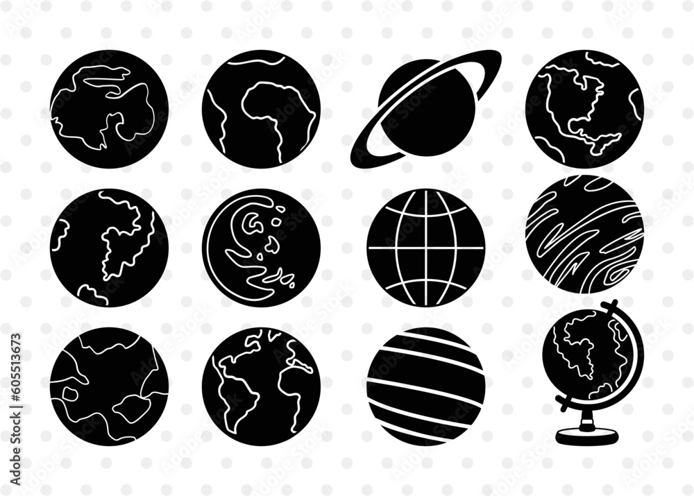 Earth SVG Cut Files | Earth Silhouette | Planet Svg | World Svg ...