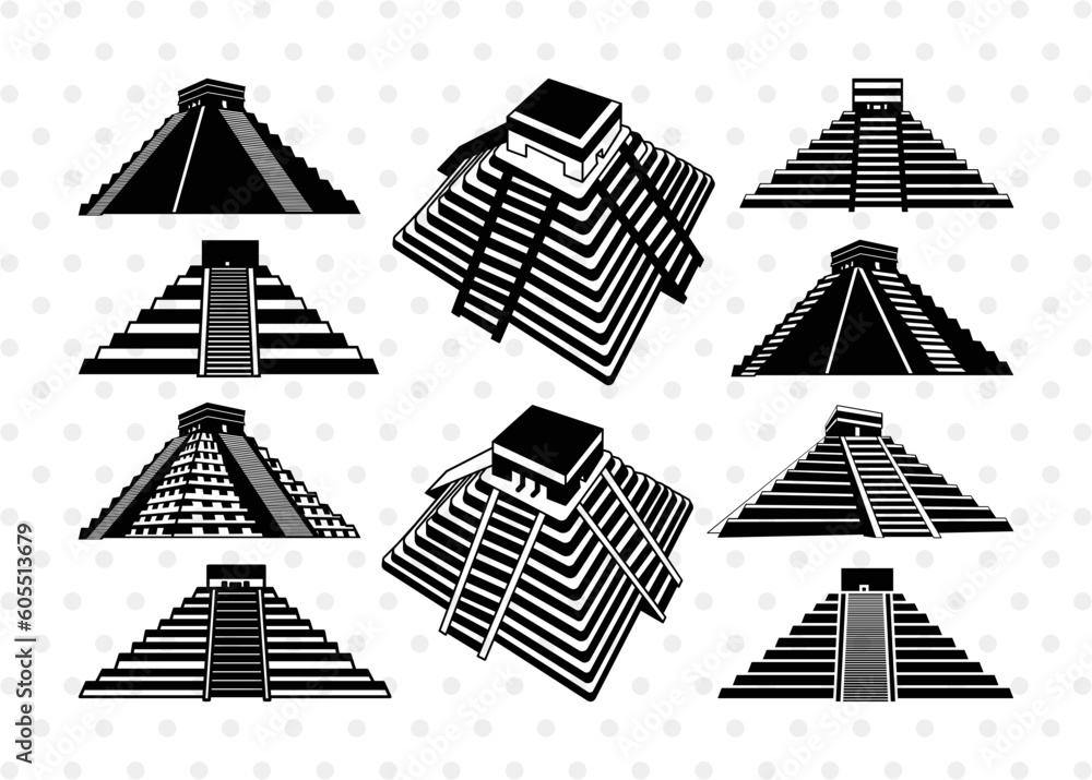 Chichen Itza SVG Cut Files | Chichen Itza Silhouette | Pyramid Svg ...