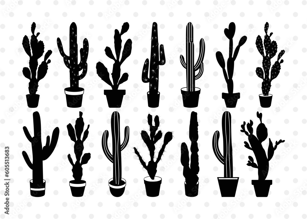 Vetor de Cactus SVG Cut Files | Cactus Silhouette | Houseplant Svg ...