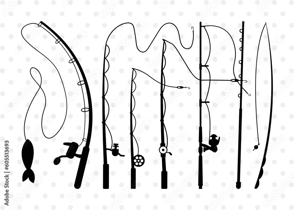 Fishing Rod SVG Cut Files | Fishing Rod Silhouette | Fishing Svg ...