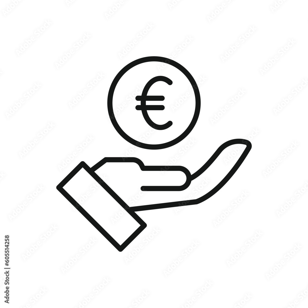 Vecteur Stock Editable Icon of Hand Holding Euro Coin, Vector ...