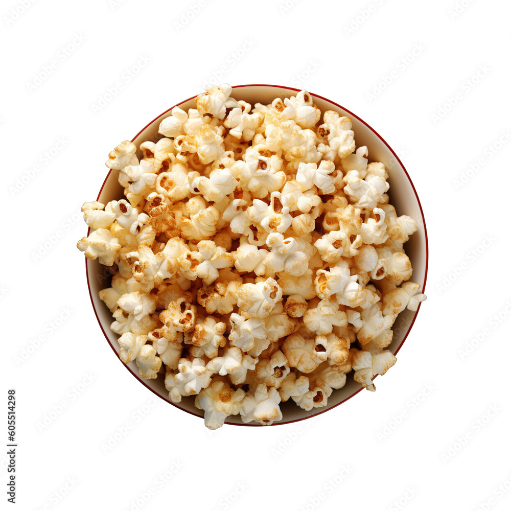 top view popcorn in bowl isolated on transparent background. Created ...
