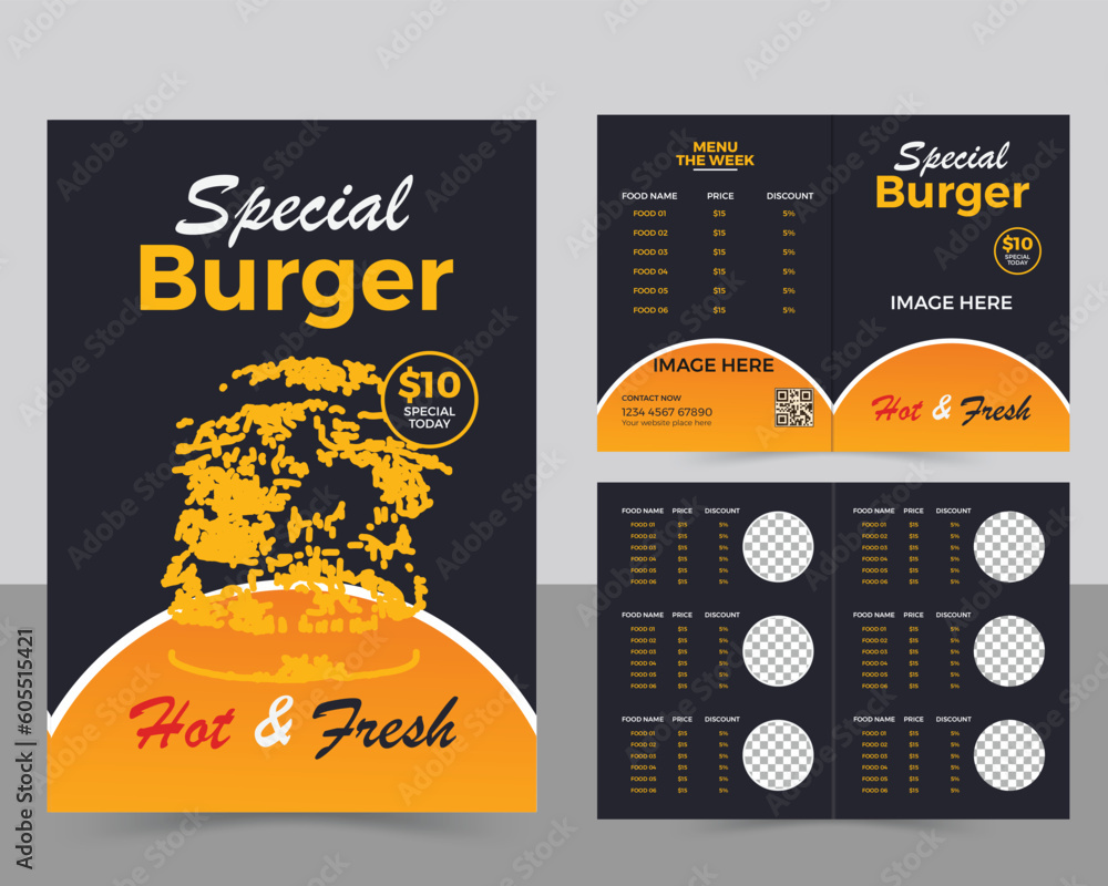 Food Menu Template Restaurant Food Menu Design A4 landscape Bi fold ...