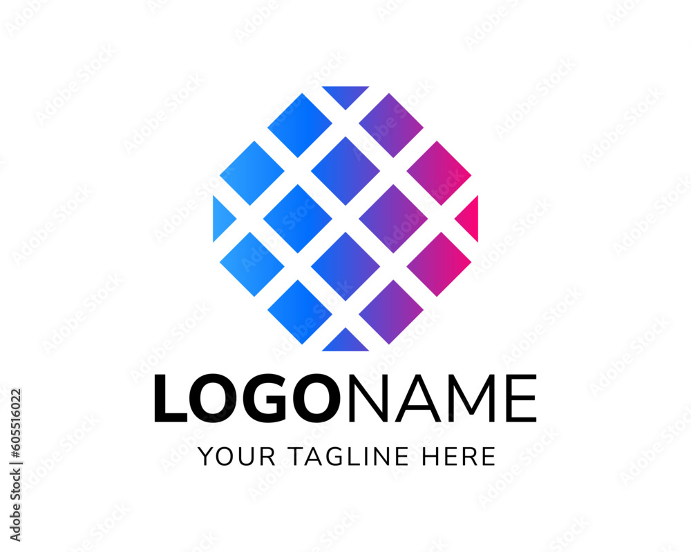 Octagon pixel logo with futuristic style Stock Vector | Adobe Stock