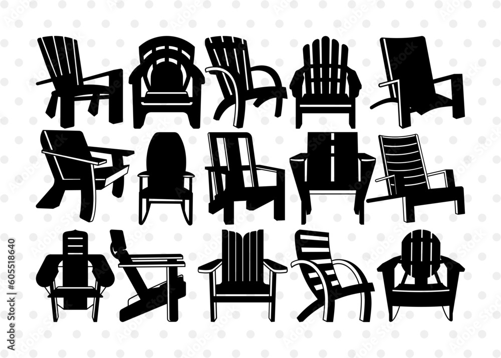Adirondack Chair SVG, Chair Silhouette, Chair Svg, Beach Chair Svg ...