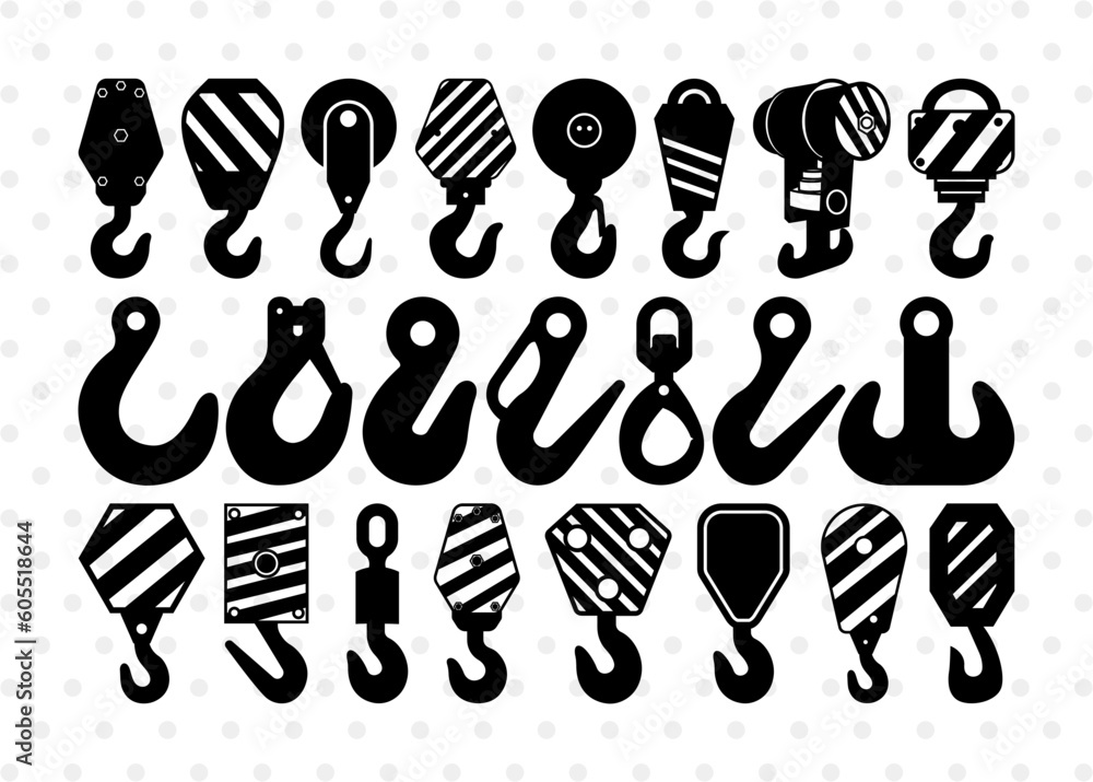 Hook Crane SVG, Hook Silhouette, Chain Hook Svg, Construction Hook Svg ...