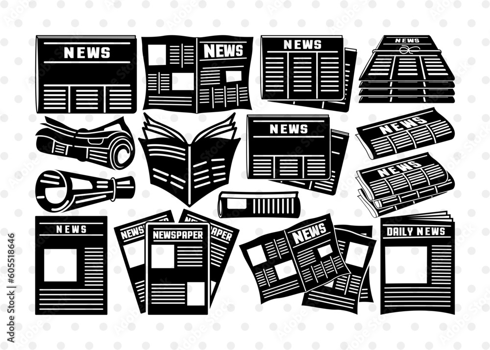 Newspaper SVG, Paper Silhouette, News Svg, News Magazine Svg, Daily ...