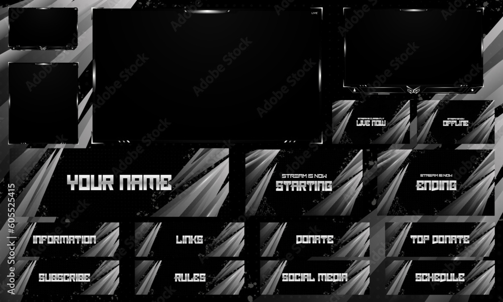Twitch Overlay Live Stream template set Stock Vector | Adobe Stock