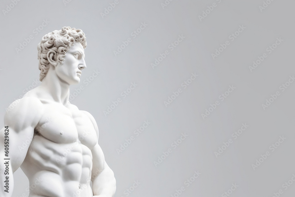 Marble masterpiece of a Greek god statue on a white background for copy ...