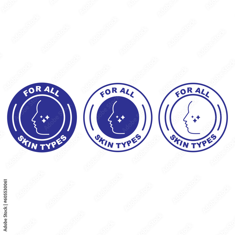 for all skin types icon. suitable for skincare products. color badge ...