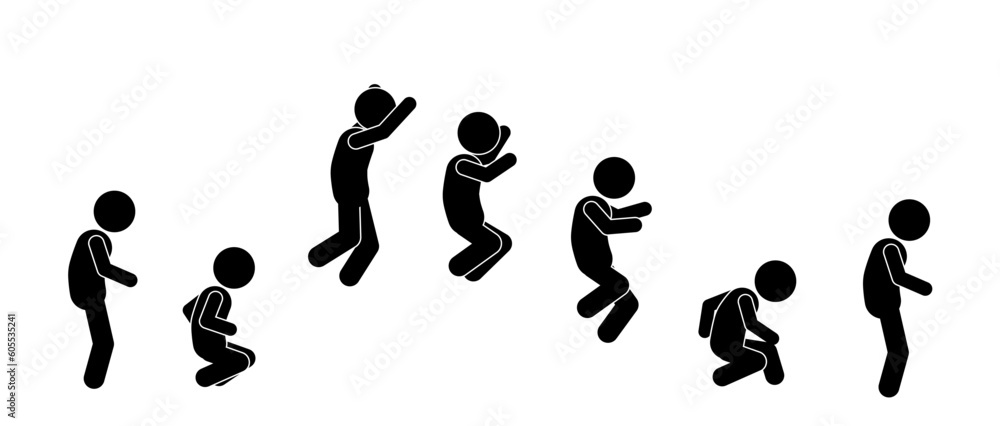illustration of a man jumping.frame by frame. stick figure Stock Vector ...