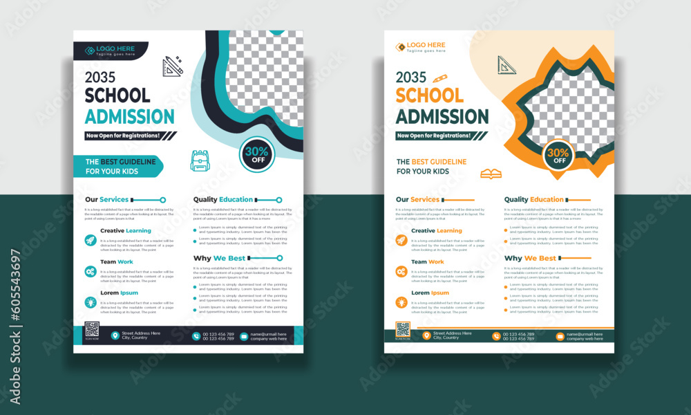 Creative professional and modern school flyer design, online school ...