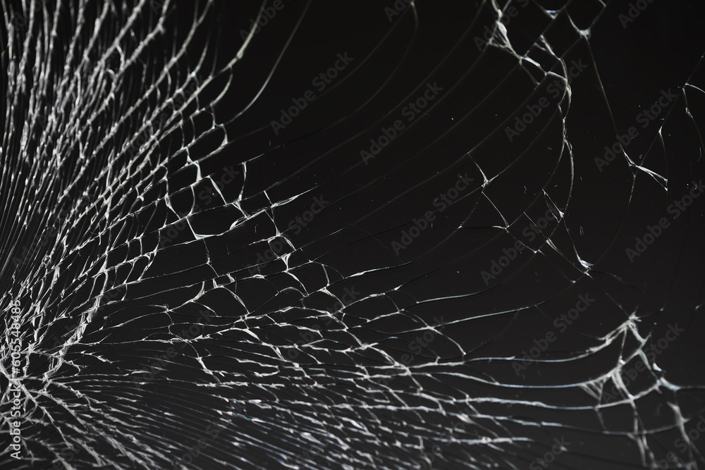 Art of wrinkles and cracks of glass caused by smashing and falling ...