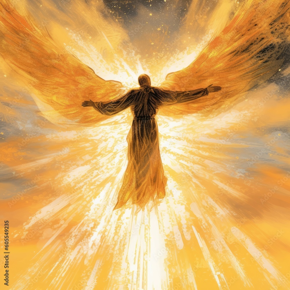 Purity shines with the golden light of an angel in heaven. Generative ...