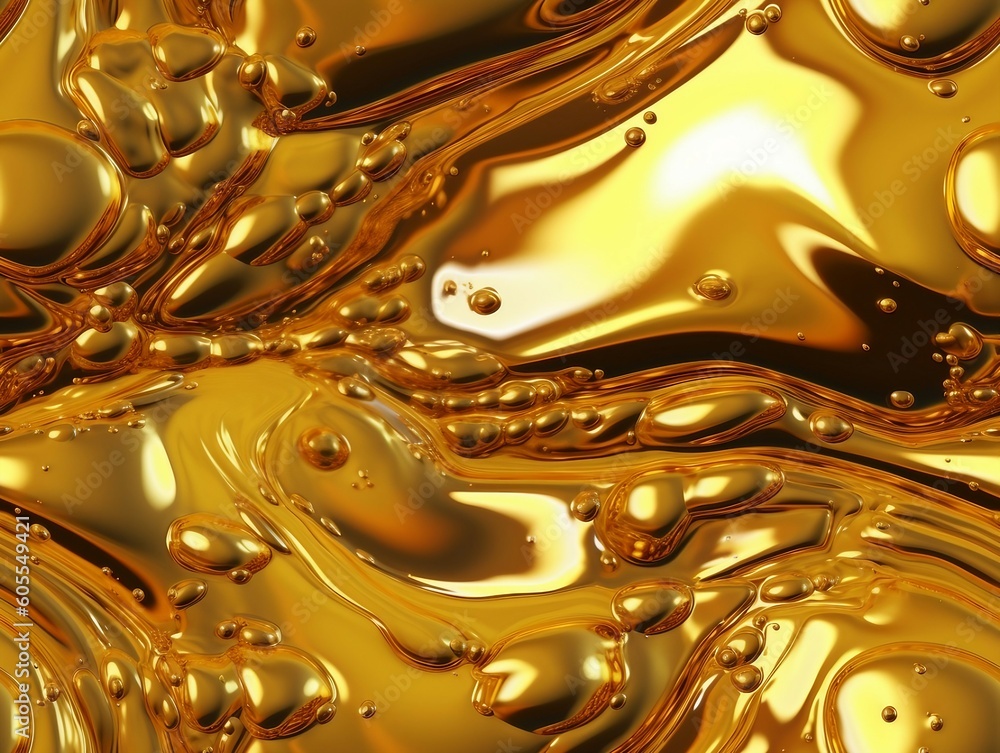 Seamless pattern of liquid melted gold metal texture background, ai ...