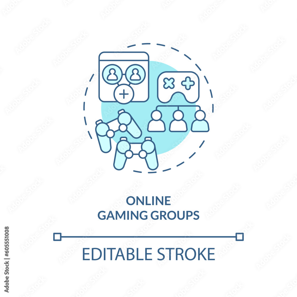 Vecteur Stock Online gaming groups turquoise concept icon. Cyber sport ...