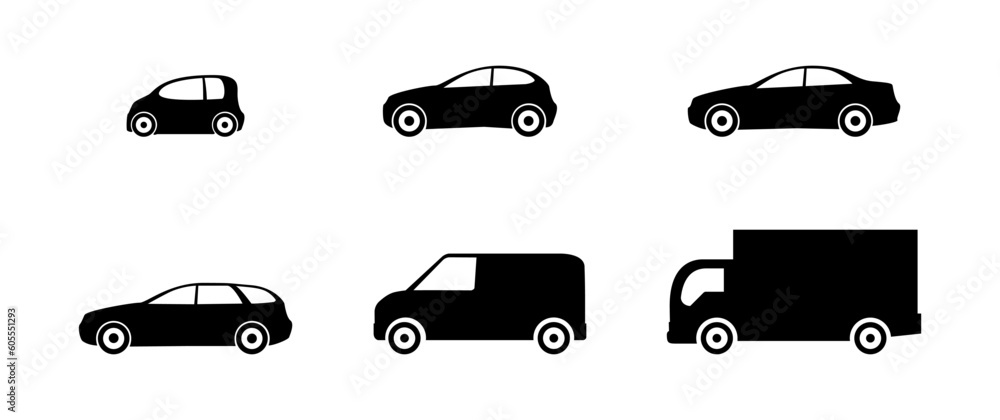 Vecteur Stock Simple car icon collection isolated on a white background ...