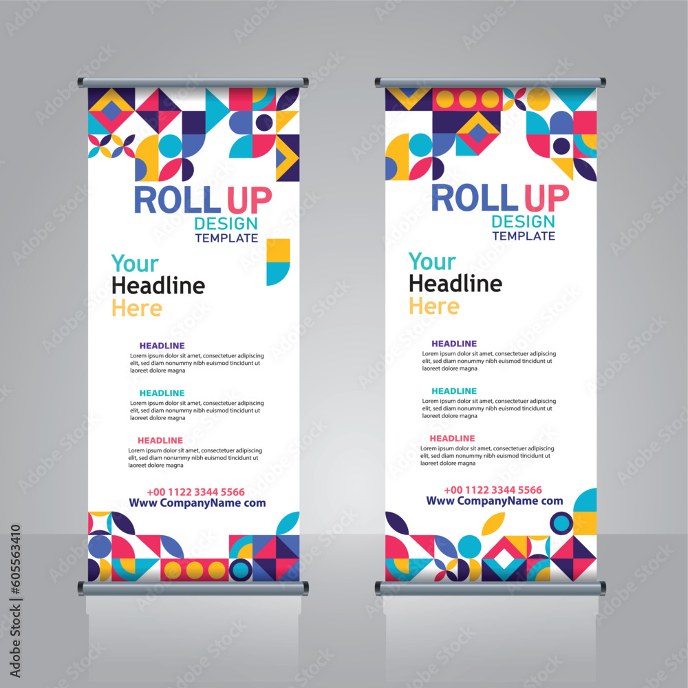 Multi color roll up banner design Stock Vector | Adobe Stock