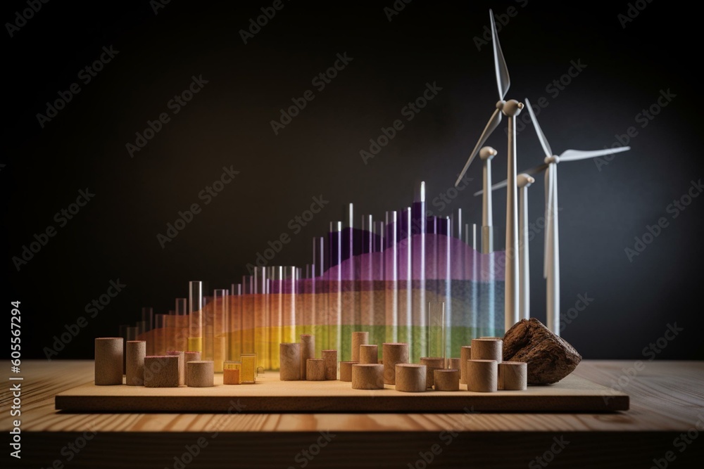 Graphical representation of renewable energy sources in a 3D bar chart ...