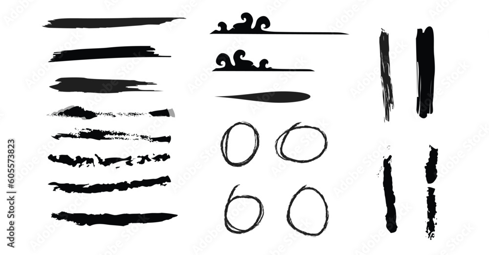 Realistic highlighter, underline, marker lines. Round stroke lines ...