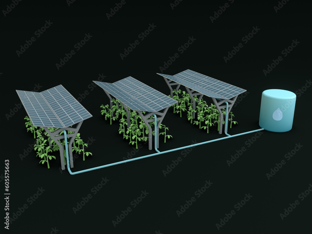 Modern design of greenhouse building with six pillars in a Y shape, an ...