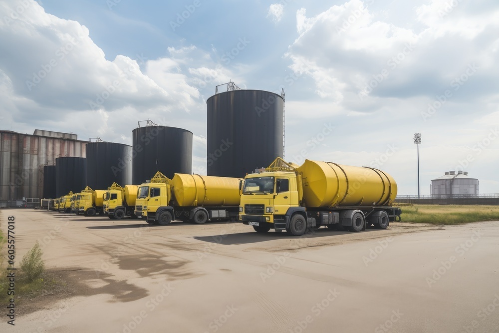 nuclear waste disposal facility, with trucks and equipment for ...