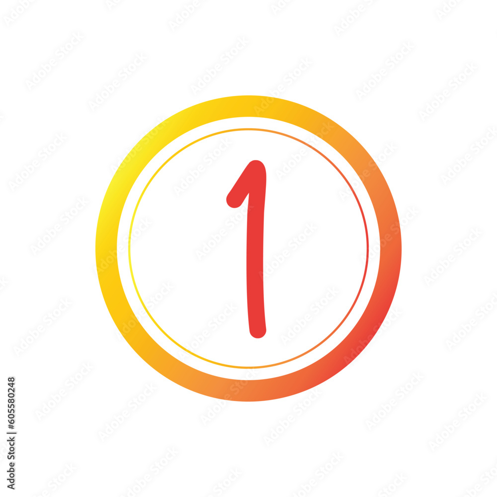 Circle number 1 vector illustration. Isolated white background Stock ...