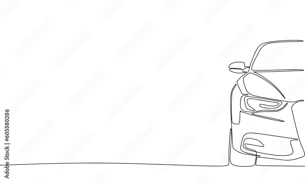 Car, half of car. Continuous line one drawing. Vector illustration ...