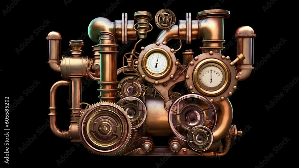 Steam Engine With Moving Parts And Valves. Animation On The Theme Of ...