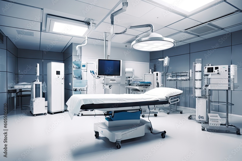 modern hospital, with clean lines and minimalist design, showing off ...