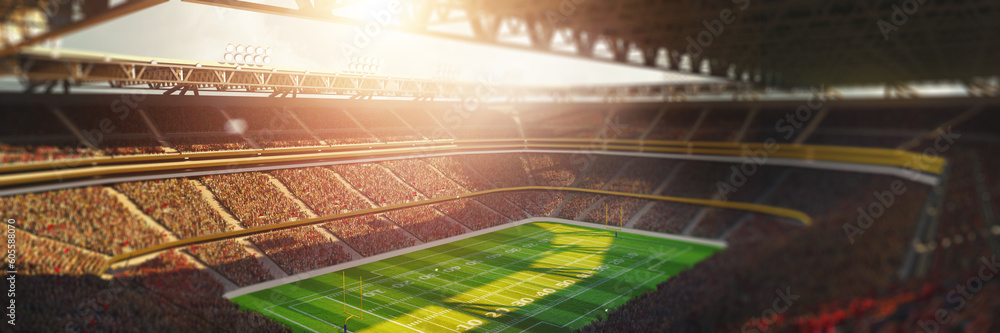Top view image of american football arena on daytime with sunlight with ...