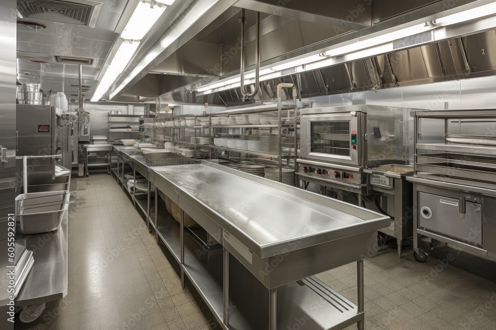 high-volume kitchen, with steamrolling conveyor belt delivering ...