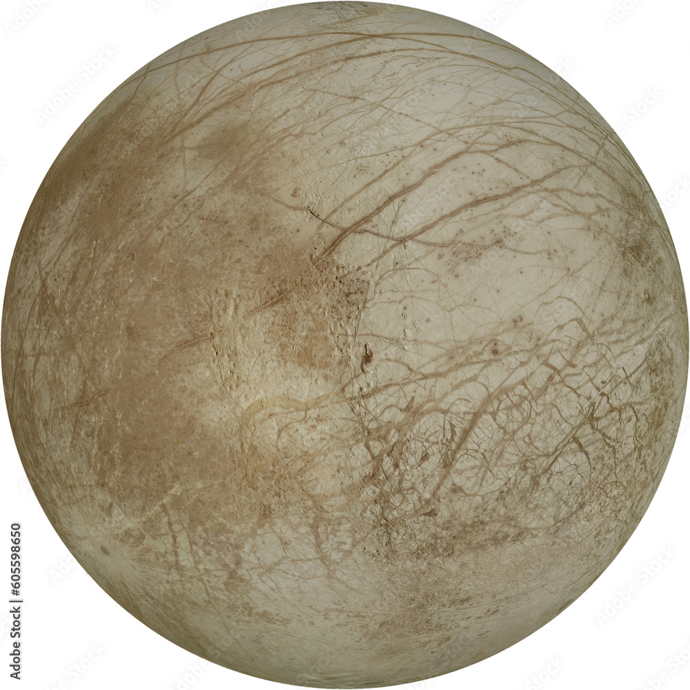 Europa planet moon of the planet Jupiter in natural colours isolated on ...